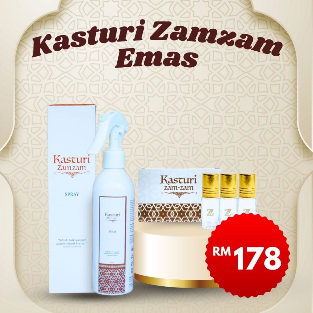 Kasturi Zamzam Pakej Emas - 1 Botol Kasturi Zamzam Spray + 3 Botol Kasturi Zamzam Roll-on ...