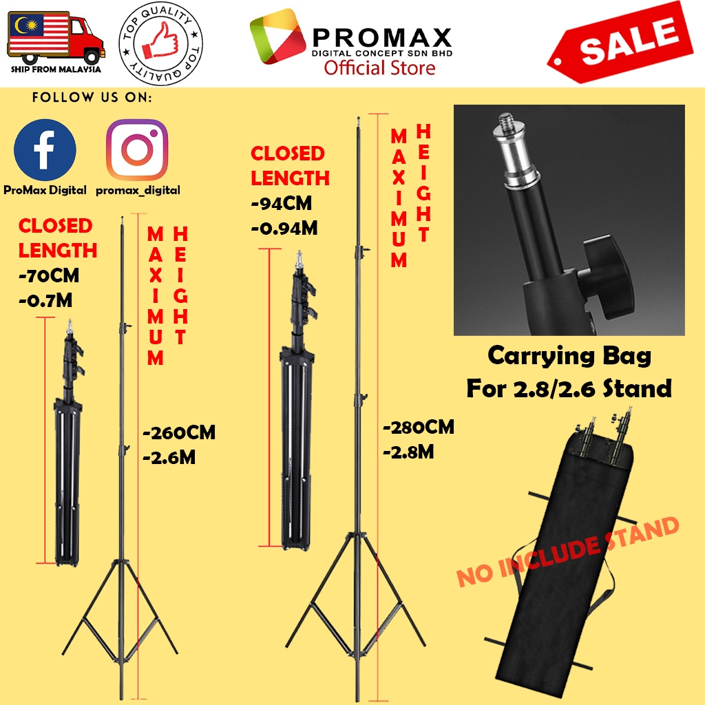 Premium Quality Light Stand 2.6m / 2.8m / 4m for studio light with ...