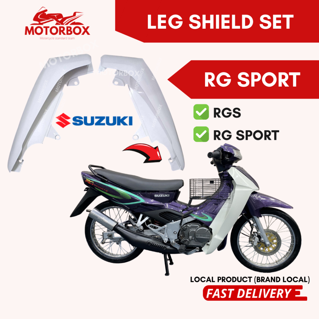 SUZUKI RG SPORT LEG SHIELD -FRONT WHITE COVER KEPAK PUTIH KEPOK SAYAP ...