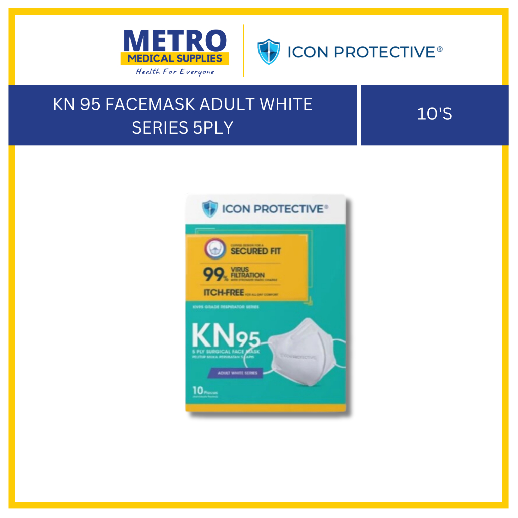 ICON PROTECTIVE KN95 5ply Surgical Face Mask (White / Black) 10'S ...