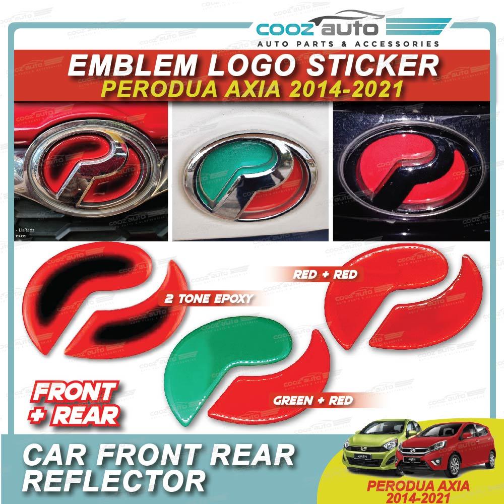 Perodua Axia 2014 - 2022 Car Front Rear Reflector Emblem 3D Steering ...