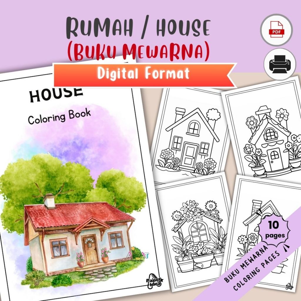 Buku Mewarna Rumah House Coloring Book For Kids Aktiviti Kanak-kanak ...
