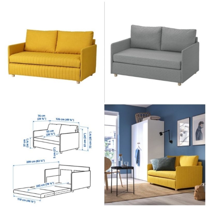 💥ORIGINAL💥IKEA FRIDHULT Sofa-bed, Knisa light grey or yellow | Shopee ...