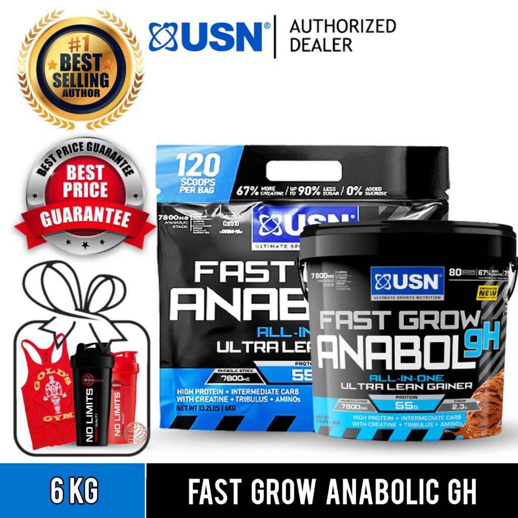 Halal 6kg USN Fast Grow Anabolic Lean Weight Gainer Mass Protein Powder ...