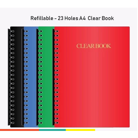 A4 SIZE REFILLABLE CLEAR BOOK 20 POCKETS 23 HOLES -(2320-1)RANDOM ...