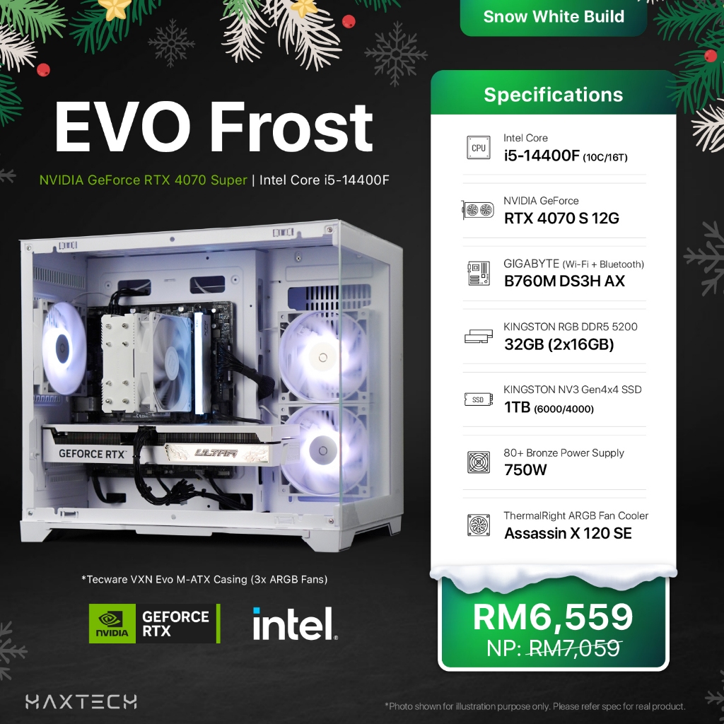 [ EVO Frost ] Snow White Gaming PC Package NVIDIA GeForce RTX 4070 ...