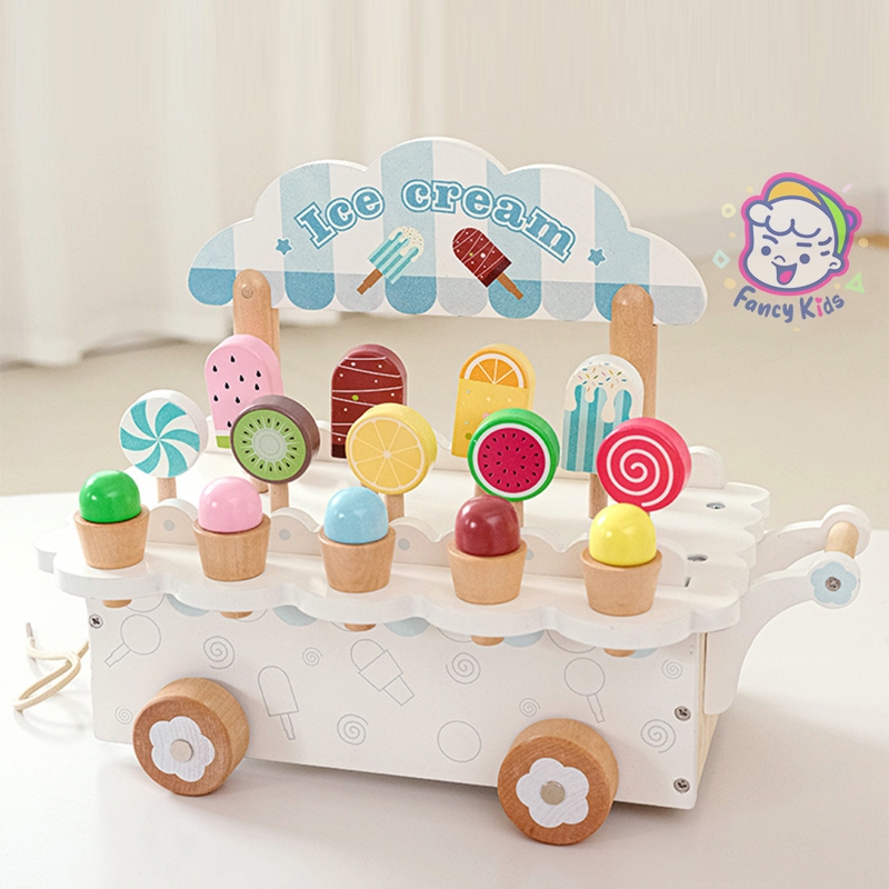Wooden Mini Ice Cream Shop Set/Ice Cream Vendor Truck Cart Toy/Pretend ...