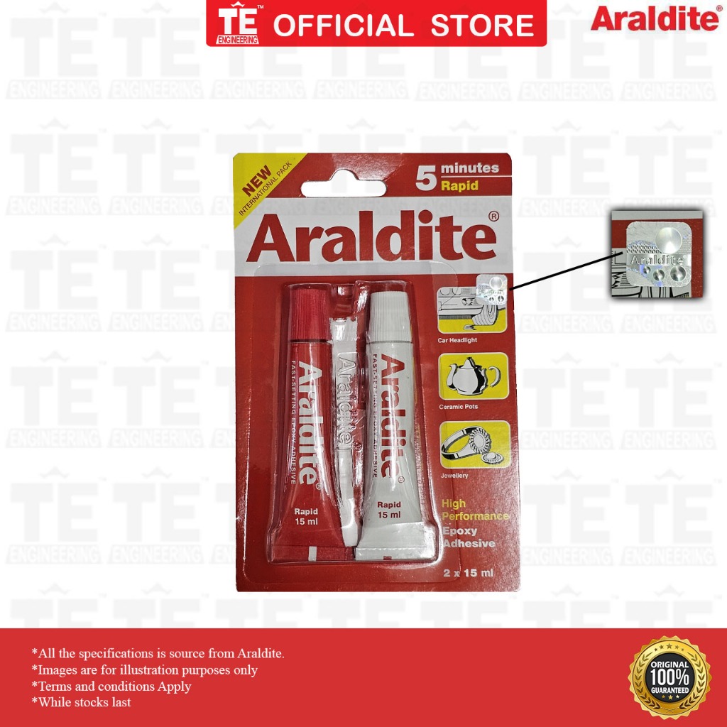 Araldite 5 Minutes Rapid Epoxy Adhesive Glue (Red White) 15ml | Shopee ...