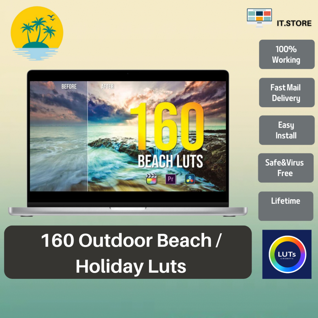 160 Outdoor Beach VLOG Holiday LUTs Colour Grading Presets Beach LUTs ...