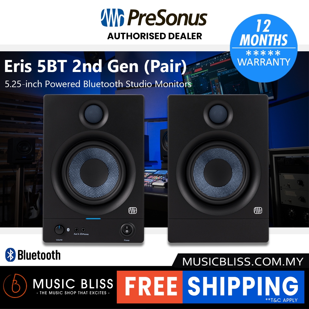 PreSonus Eris 5BT (2nd Generation) 5.25-inch Powered Bluetooth Studio ...
