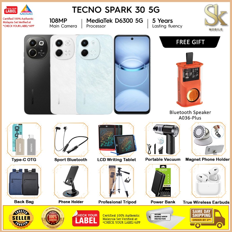 Tecno Spark 30 5G Smartphone | 8GB RAM + 256 ROM | Original Tecno ...