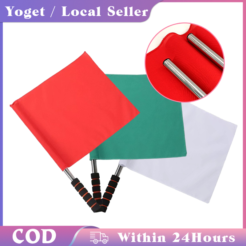 2pcs Referee Flag / Safety Traffic Flag / Soccer Linesman Flag With Sponge Grip | Shopee Malaysia