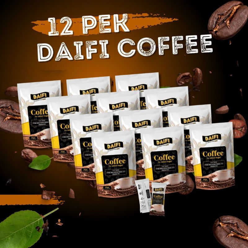 [12Pek] Daifi White Coffee 3in1 (Delysh) Kopi Sedap Tanpa Gula Putih Rendah Kalori Fiber No ...