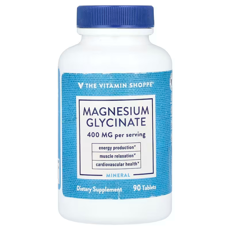 The Vitamin Shoppe, Magnesium Glycinate, 400 mg, 90 Tablets (200 mg per ...