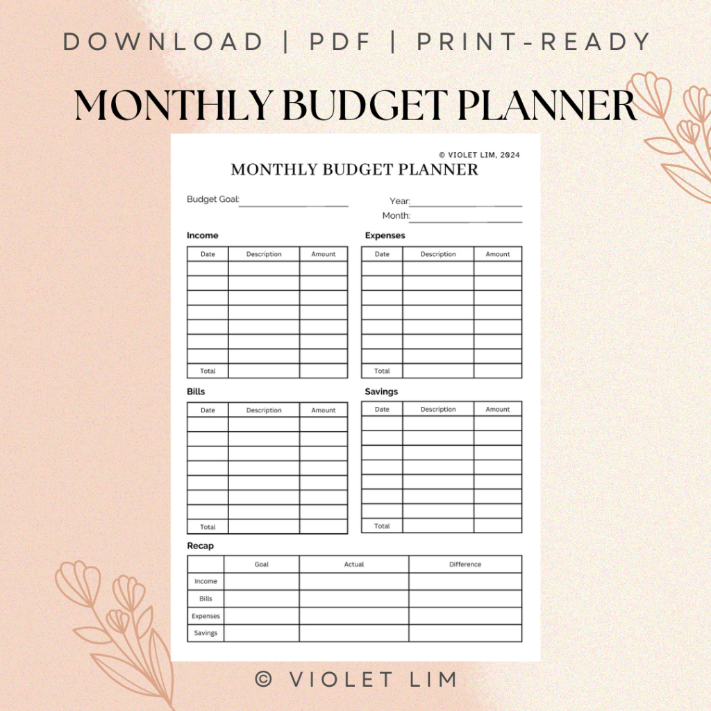 PDF | Monthly Budget Planner | Financial | Diary | Planner | Notebook ...