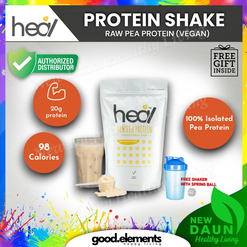 HEAL Raw Pea Protein Isolate Unflavored Vegan Plant Based Shake (15 ...