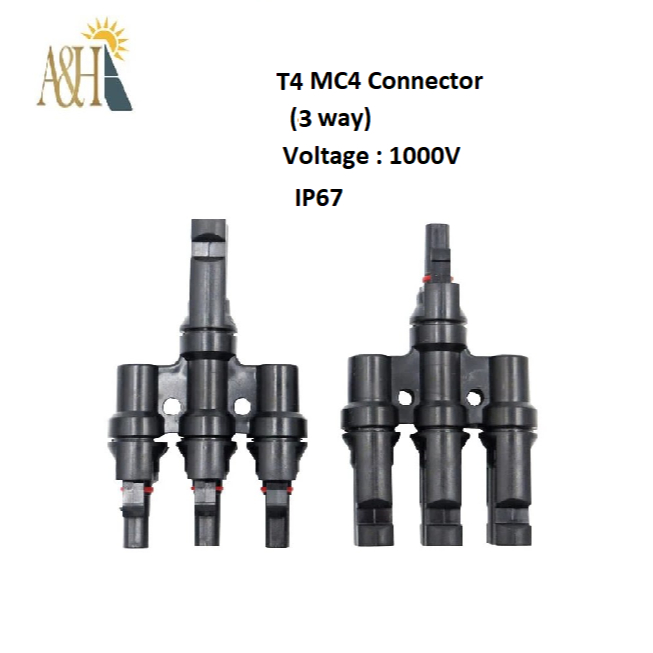 A&H MC4 Connector 3 to 1 T Branch for Solar Panel Cable Connection T4 ...