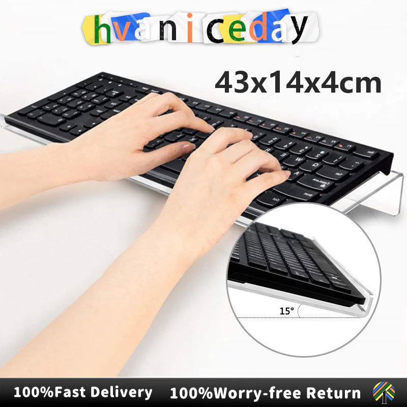 Clear Acrylic Tilted Computer Keyboard Holder Ergonomic Design Non-Slip ...