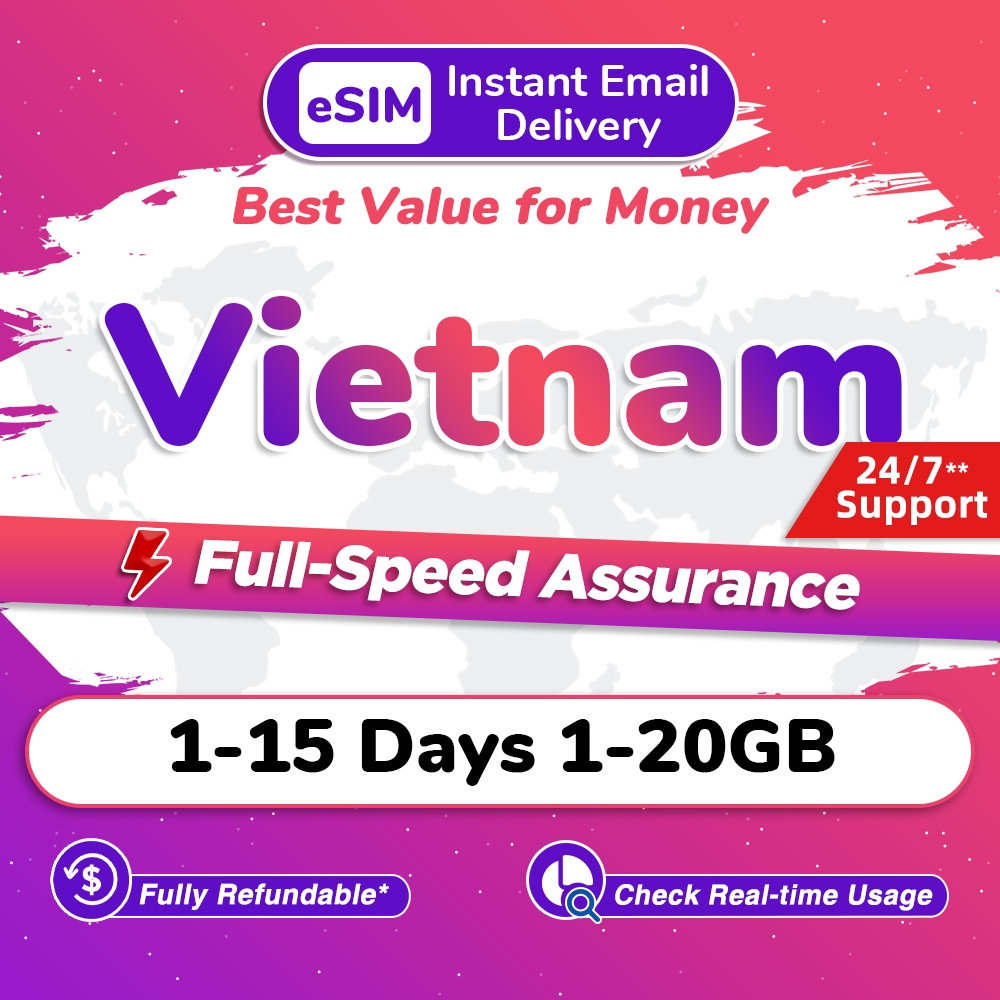 Vietnam eSIM Pro 1-15Days 7-20GB 5G/4G Data | Instant Email Delivery | High Speed Travel Vietnam ...