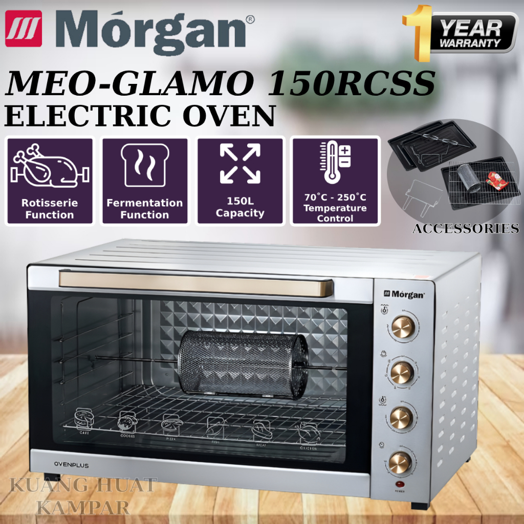 MORGAN 150L ELECTRIC OVEN WITH ROTISSERIE FUNCTION MEO-GLAMO150RCSS ...