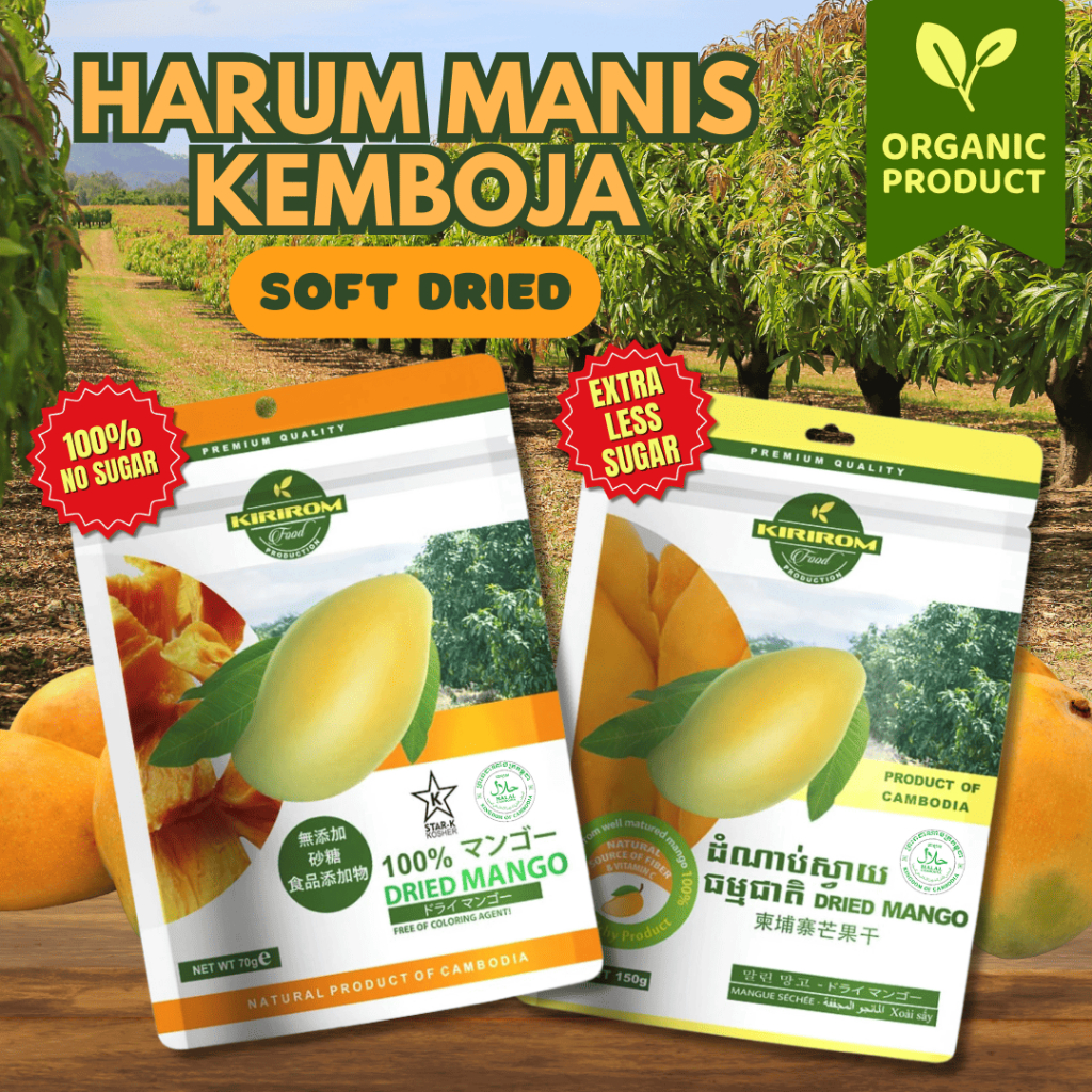 Premium Dried Mango Harum Manis Organic KIRIROM 芒果干 柬埔寨 Mangga Kering ...