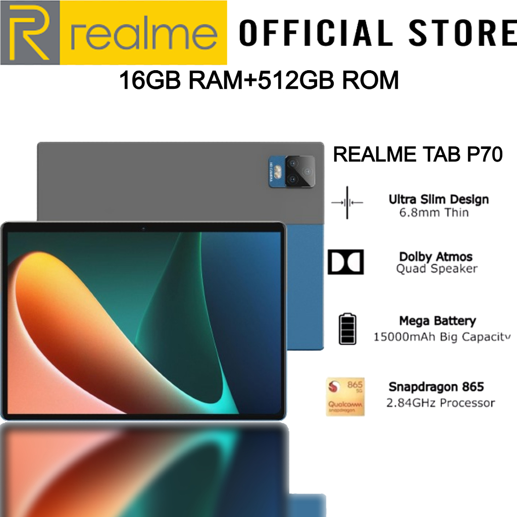 Realme pad P70 PRO Tablet (16GB RAM + 512GB ROM) Snapdragon865 15000mAh ...