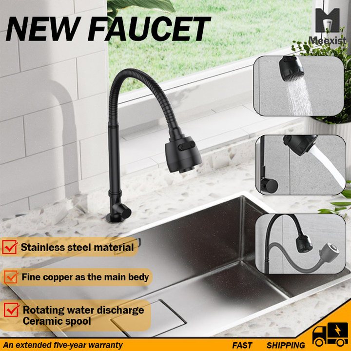 Ready Stock SUS304 Stainless Steel Kitchen Sink Flexible Hose Single ...