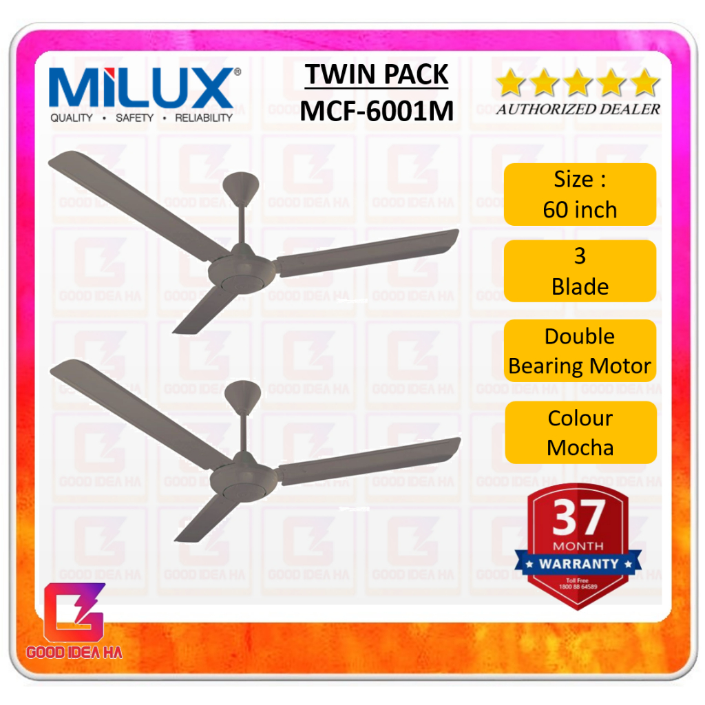 [2 UNIT] MILUX REGULATOR CEILING FAN 60" - MCF-6001M (MOCHA) | Shopee ...