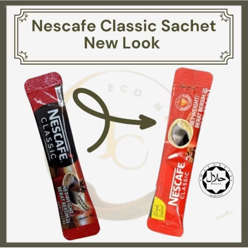 50 sachets / 100 sachets x 2g Nescafe Classic Coffee Sachet Stick (High ...