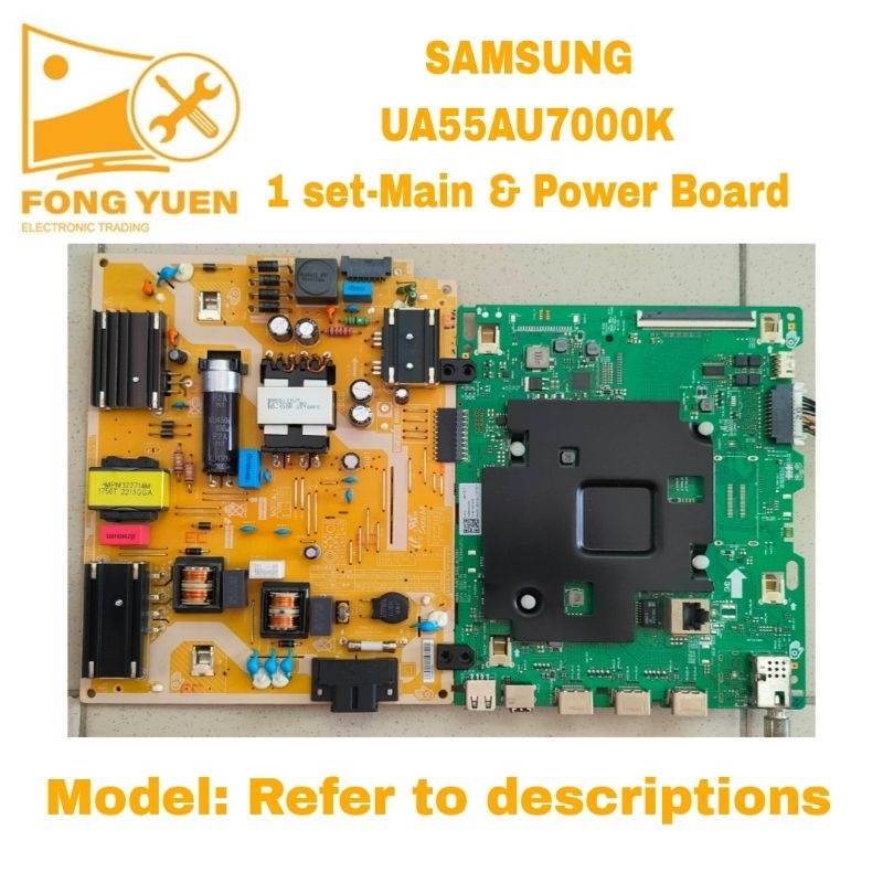 SAMSUNG TV MAIN & POWER BOARD UA55AU7000K (2 pieces in 1 set) | Shopee ...