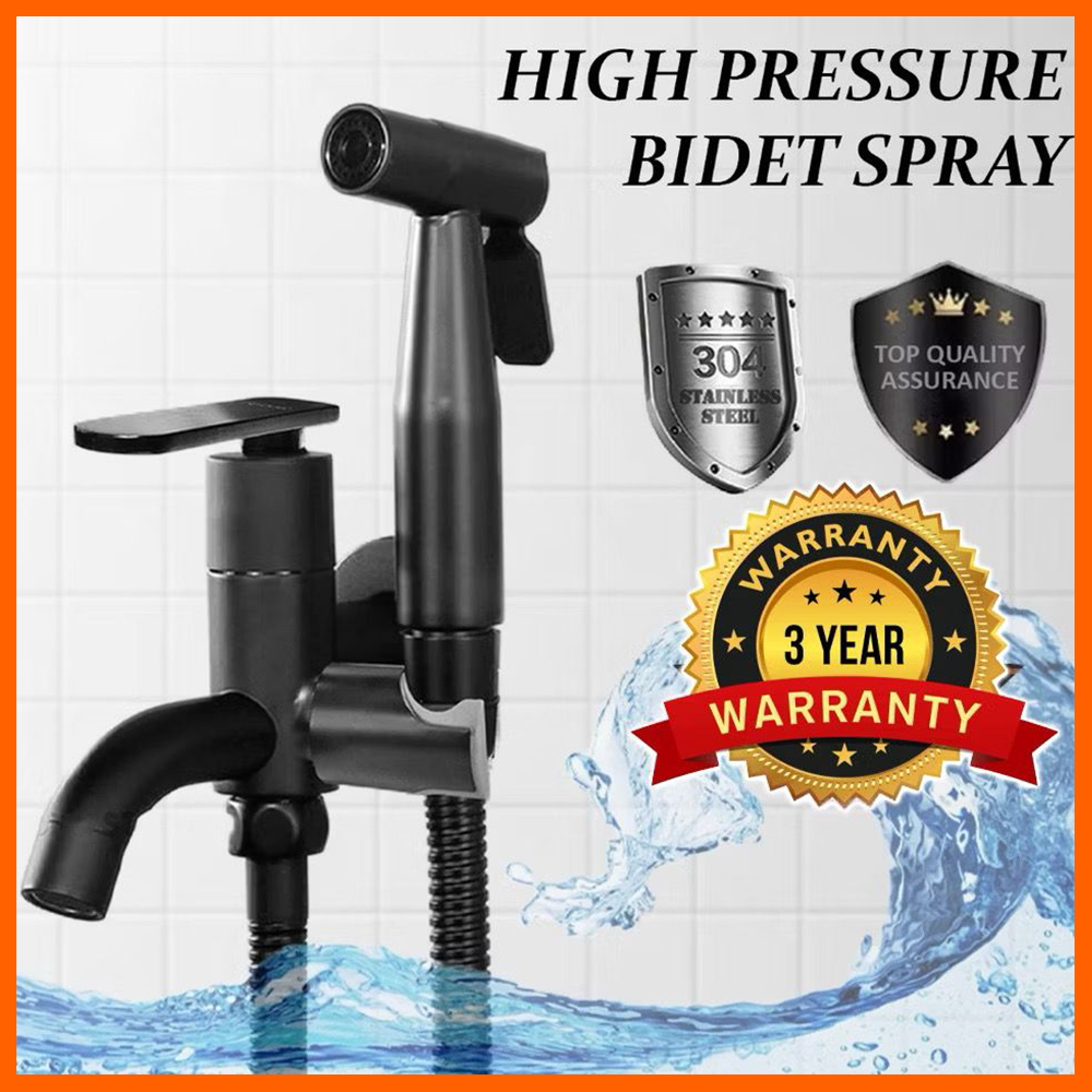 Stainless Steel Bidet Spray Set Hand Bidet Two Way Tap Faucet Bathroom ...