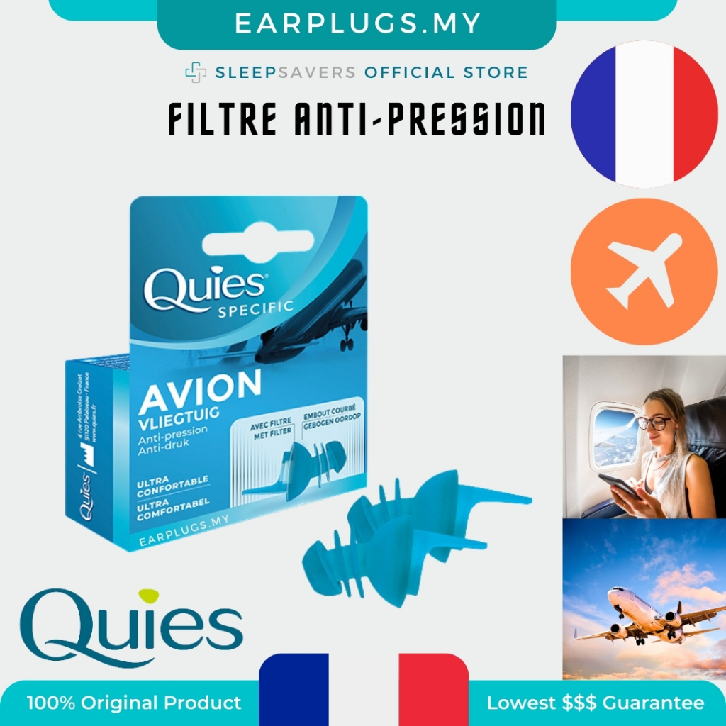 🇫🇷 France Quies Avion Earplugs, Reusable | Airplane Pressure Relief Ear Plug Penutup Telinga ...