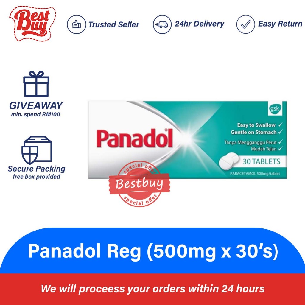 Panadol Regular 500mg Tablet 30s (Expiry 2029) | Shopee Malaysia