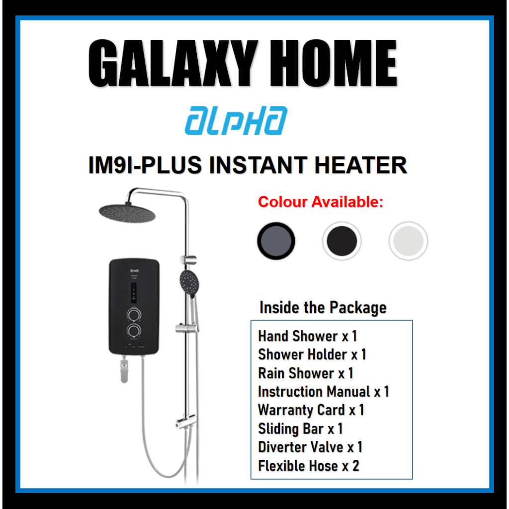 🔥FREE SHIPPING + FREE GIFT🔥 ALPHA IM9i Plus Rain Shower Instant Water Heater (DC Pump) IM9 ...