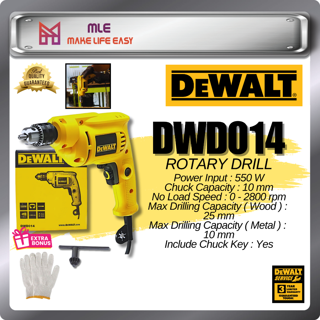 DEWALT DWD014-XD 550W 10mm Rotary Drill | Shopee Malaysia