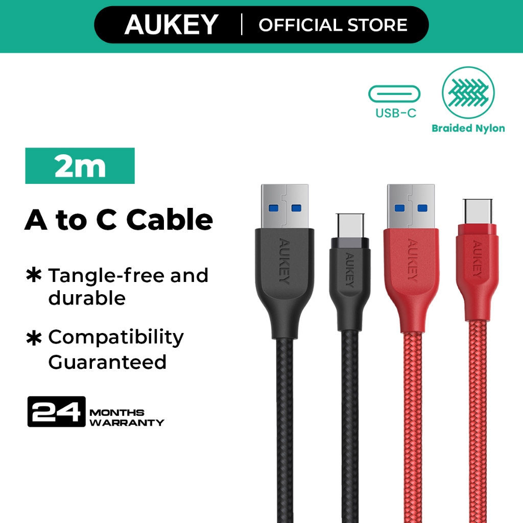 Aukey CB-AC2 Braided Nylon USB 3.1 USB A To USB C Cable | Shopee Malaysia