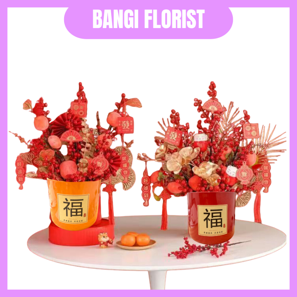 8009 CNY BOX Flower Box Surprise Delivery Box Round Florist Box Kotak ...