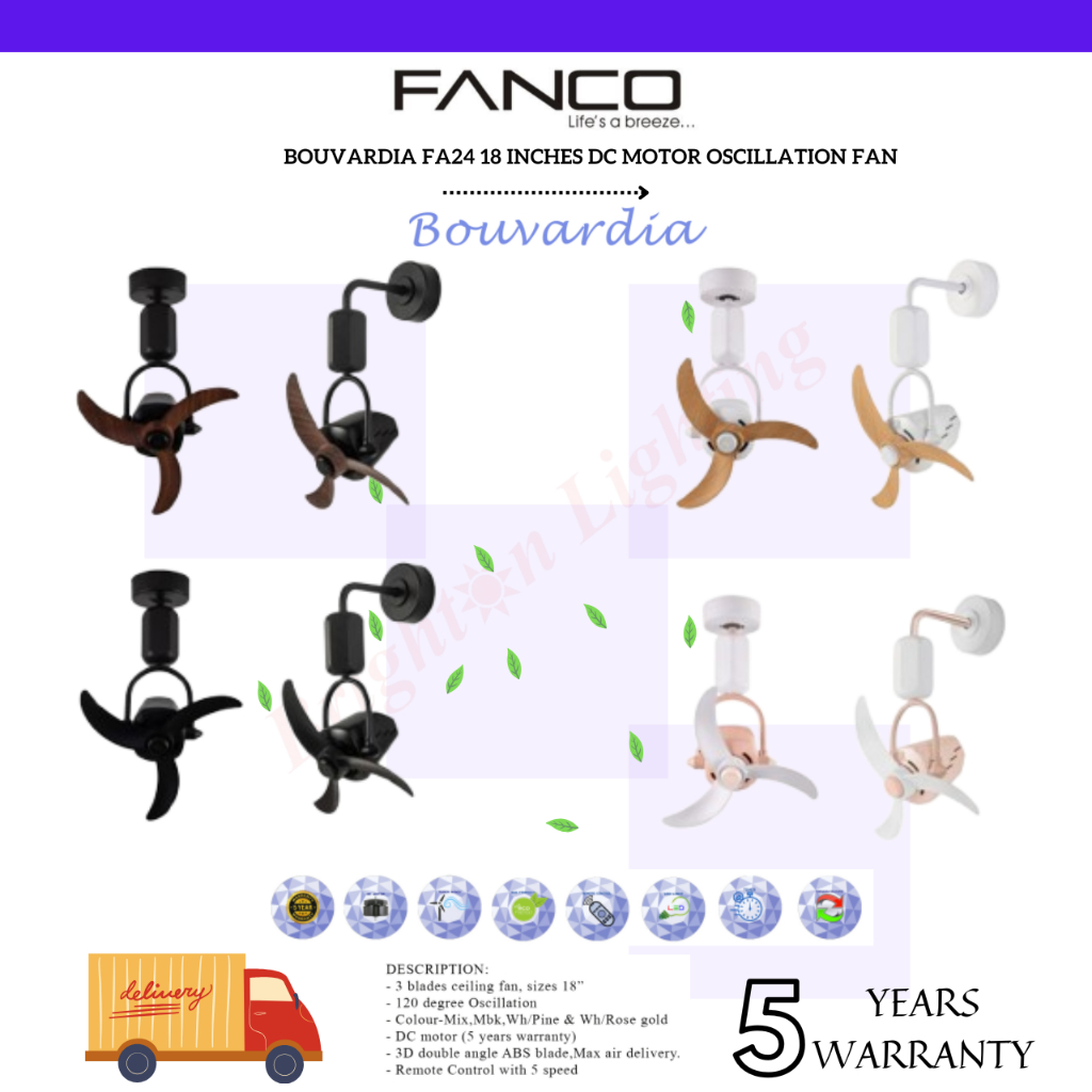 FANCO BOUVARDIN FA24 -18"-DC MOTORCEILING WALL FAN CORNER FAN KIPAS ...