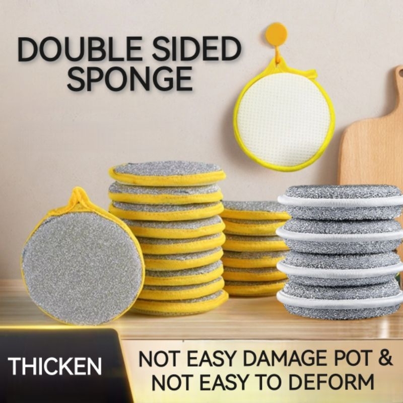 Round Sponge Double Sided Dish Sponge Scourer Sponge Dishwashing Pad ...