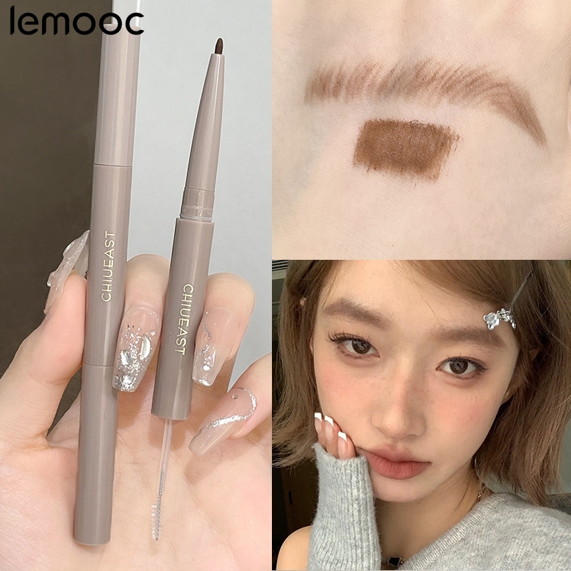 Double-Headed Eyebrow Pencil Waterproof Sweat-Proof Styling Long-Lasting Eyebrow Raincoat 2-in-1 ...