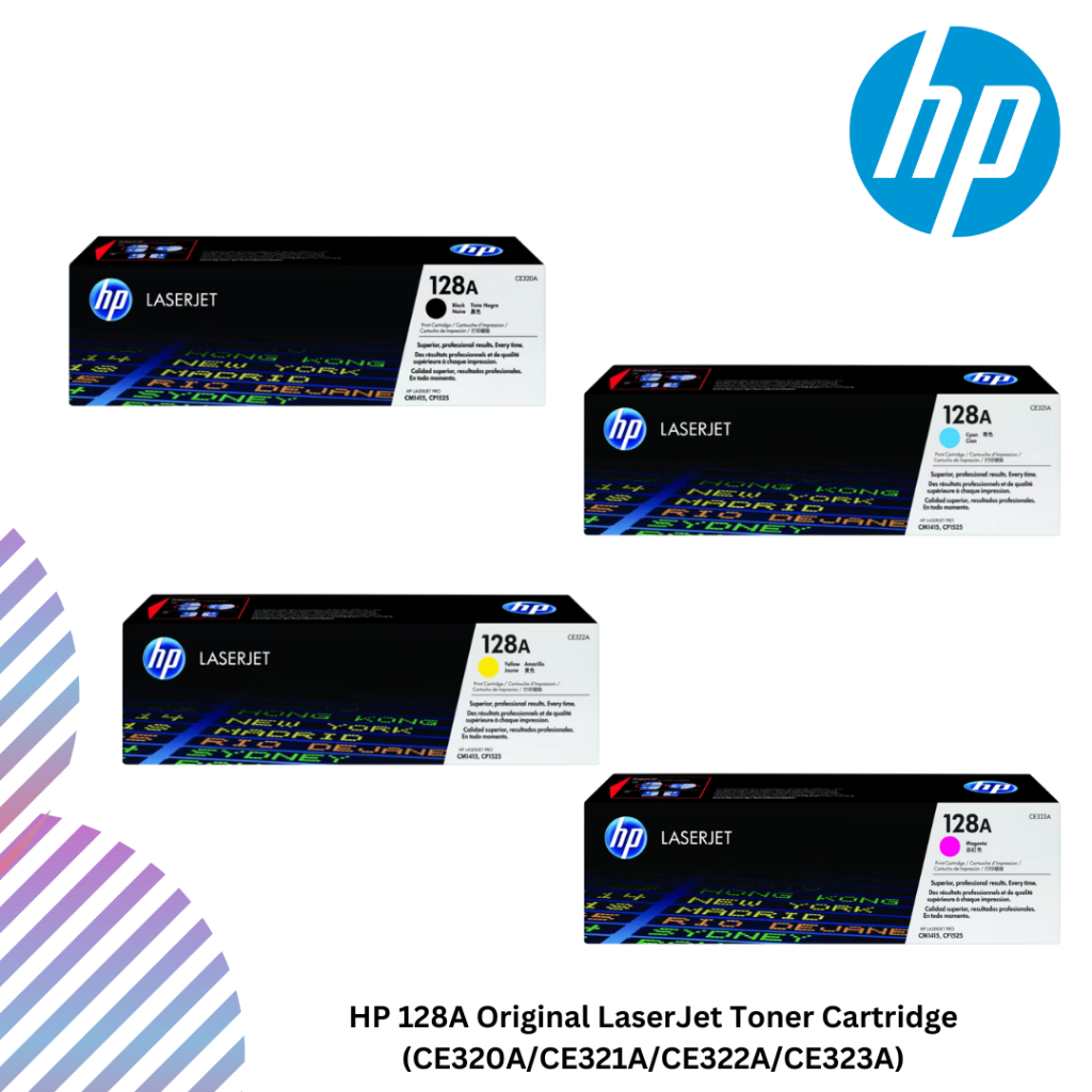HP 128A Original LaserJet Toner Cartridge (CE320A/CE321A/CE322A/CE323A ...