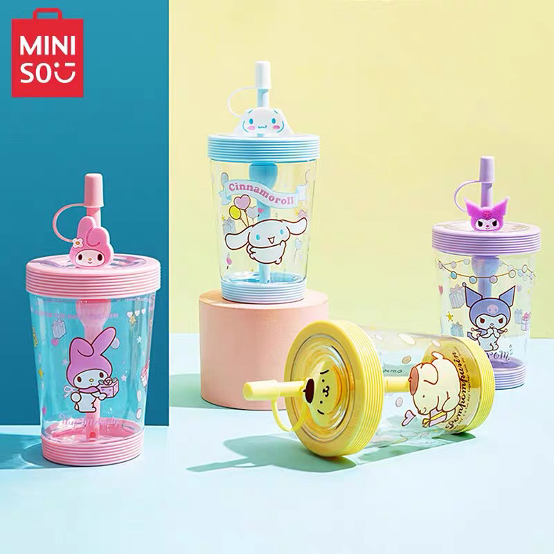 Miniso Shanghai Sanrio 535ml Straw Cup Kuromi My Melody Cinnamoroll ...