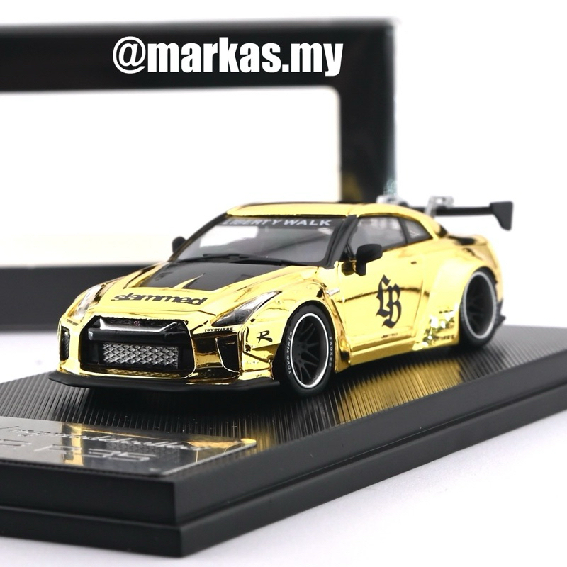MODEL COLLECT 1/64 NISSAN SKYLINE GTR R35 CHROME GOLD LB WIDE BODY ...