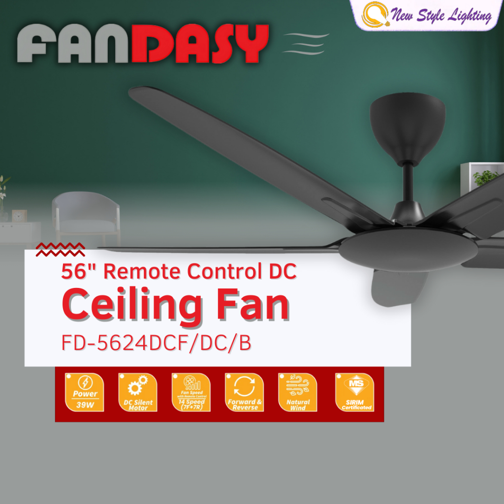 FANDASY Chartonnay FD-5624 56" 5 Blade SIRIM DC Motor Remote Control ...