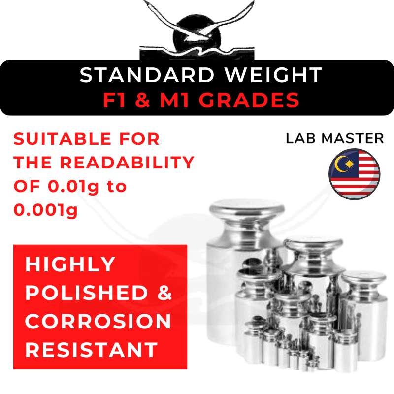 LAB MASTER/MALAYSIA F1 M1 Grade Standard Weight for Lab Weighing Balance Calibration (50g 200g ...