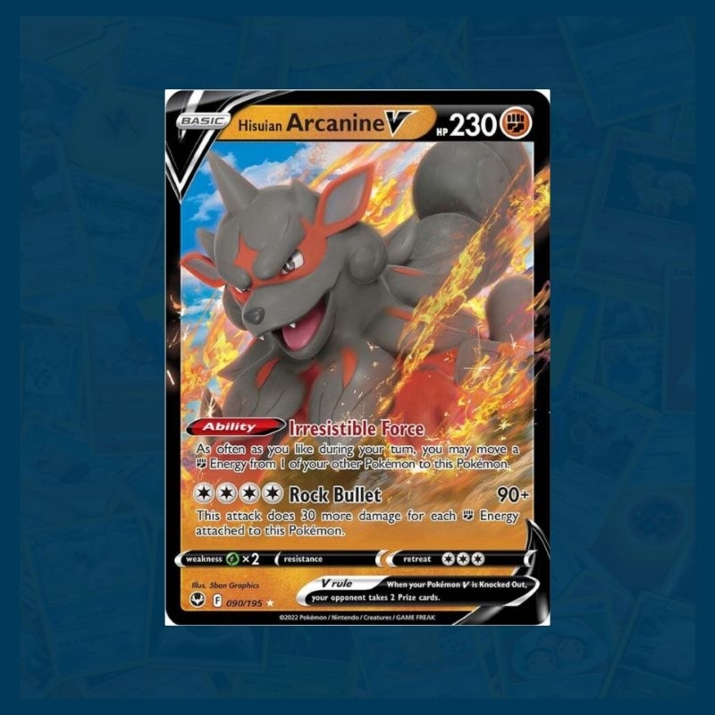 Hisuian Arcanine V (090/195) Ultra Rare | Silver Tempest | Pokemon TCG ...