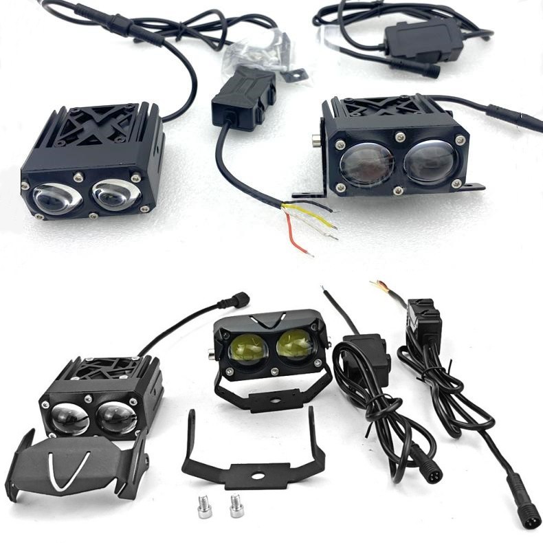 2 Bi LED Projector Lamp Spotlight Motorcycle Fog Lamp Lenses Driving ...