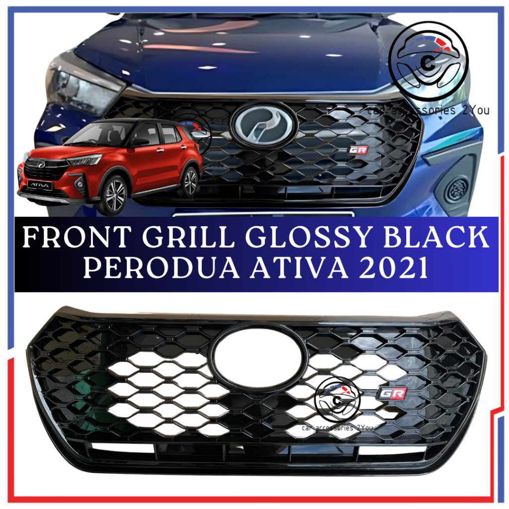 Perodua Ativa 2021 Front Grill Glossy Black (Mini Cooper Style) RS/GR ...