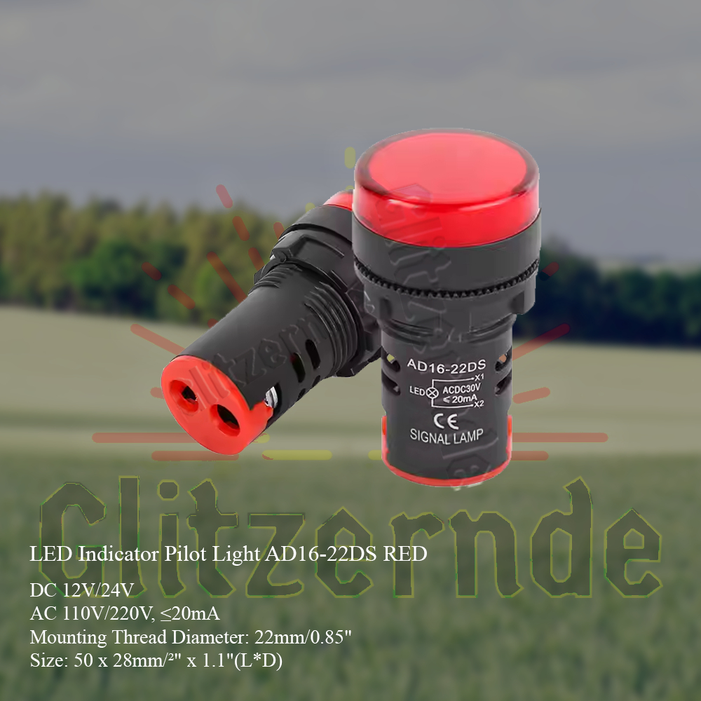 LED Indicator Pilot Light AD16-22DS DC 12V/24V AC 110V/220V 20mA ...