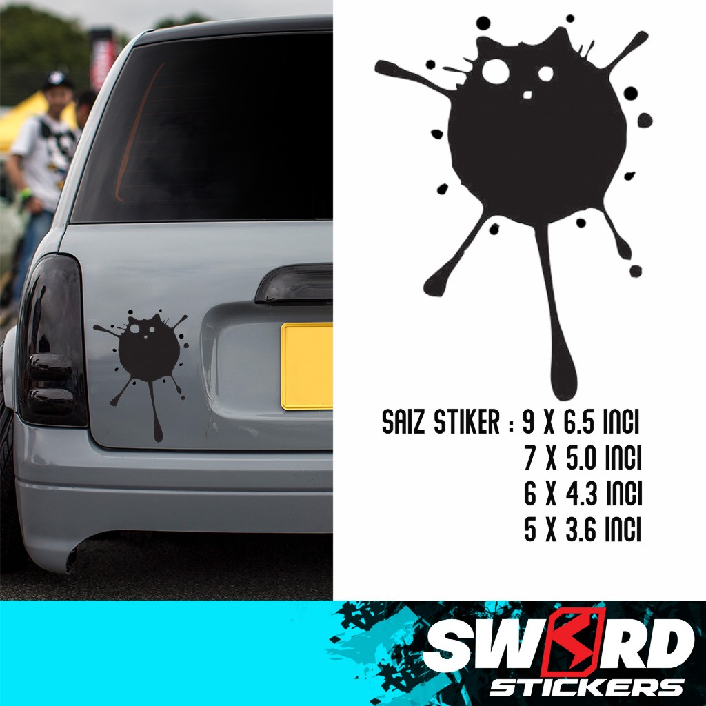 STIKER SPLASH CAT / CAT STICKER / KUCING COMEL / STIKER KERETA / STIKER ...